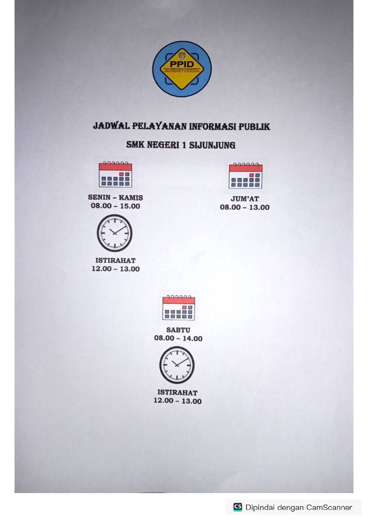 Jadwal Pelayanan Informasi Publik